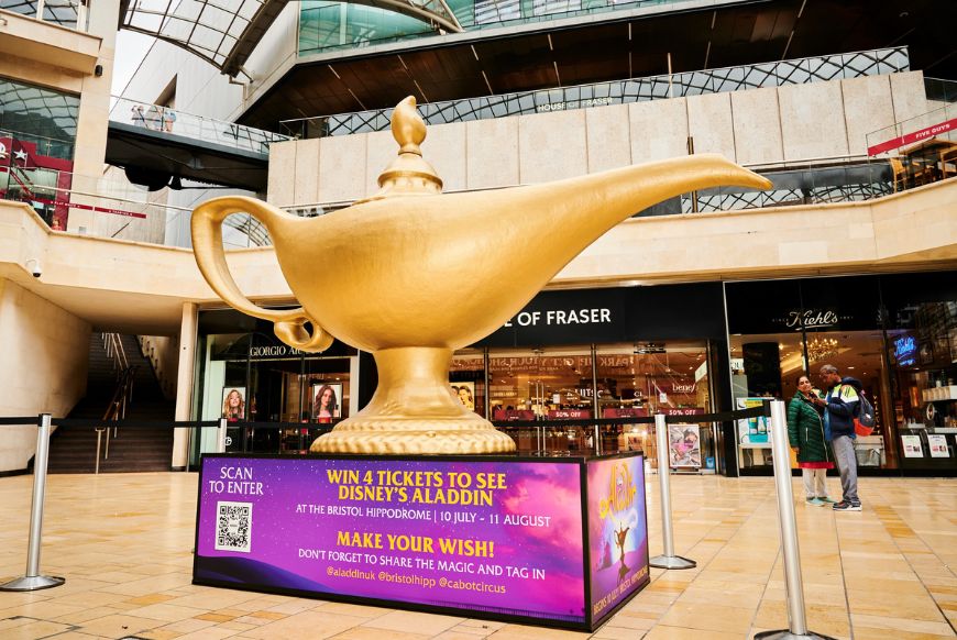 Giant magic lamp arrives in Cabot Circus to celebrate Disney’s Aladdin ...